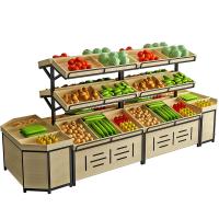 China Metal Supermarket Fruit And Vegetables Shelves 2 Layers Display Rack for sale