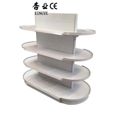 China Factory customized color size white pharmacy shelves grocery shelf round supermarket shelf for sale