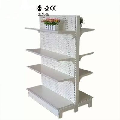 China Factory customized color size white gondola shelving double sided retail store shelving for sale