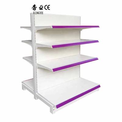China Factory customized color size Double-sided Racks Steel Supermarket Shelves Grocery Shelves for sale
