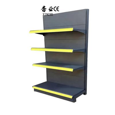 China Factory Customized Color Size Black Metal Retail Shelf Display Supermarket Gondola Shelving Rack shelves for sale