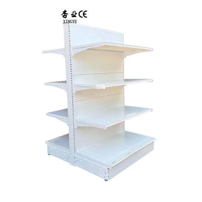 China Factory Custom size color gandola shelves white double super market racks for retail store for sale