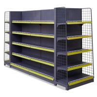China New Model Cheap Frosted Grey Double Side Gondola Supermarket Shelf for sale