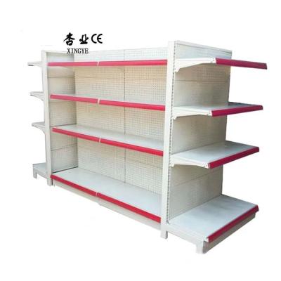 China Factory Custom size color milk white double-sided supermarket shelves pharmacy shelving gondola shelf for sale