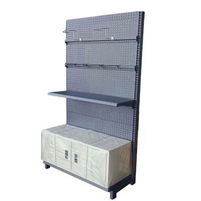 China Factory Custom Size Color frosted gray hole backboard grocery shelving with cabinet for sale