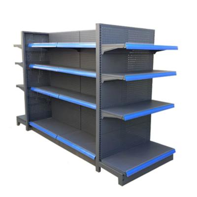 China Factory Custom Size Color Logo gondola 4 lados gondola shelving supermarket shelves rack for sale