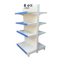 China Factory Custom Size Color Logo milk white gondola shelving double sided super market racks for sale