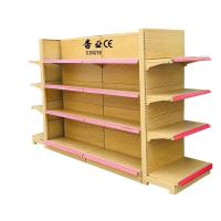 China Factory Custom Size Color Logo Unique Design Wood Grain Color Double Sided Supermarket Shelves Bookstore Shelves for sale