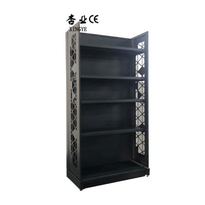 China Factory customized color size Unique custom black single-sided supermarket shelf library shelf shop rack for sale
