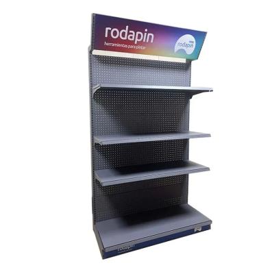 China Factory customized color size frosted gray retail wall shelving perfect supermarket shelf trade fair shelves for sale