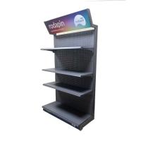 China Factory customized color size frosted gray retail wall shelving perfect supermarket shelf trade fair shelves for sale