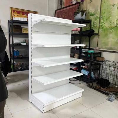 China Factory customized color size white market shelves gondola for minimarket for sale