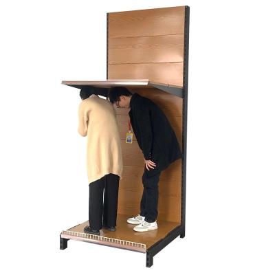 China Factory Customized Wood Grain Color Size Pharmacy Wheelchair Racking Display Baby Carriage Shelf Widening And Crib Shelf for sale