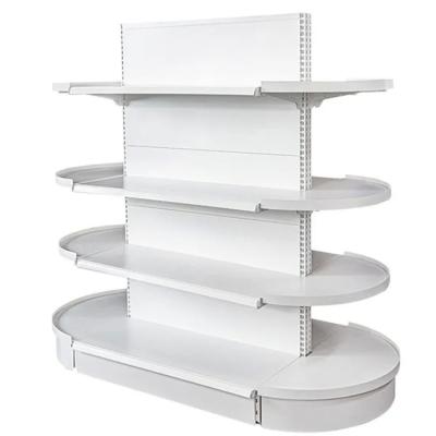 China Xingye Factory Custom Size white round shelf half circle end oval supermarket shelves gondola supermarket shelf for sale