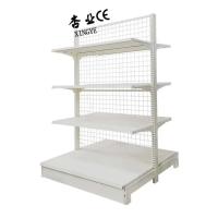 China Xingye Factory Custom Size Color milk white double side grid shelf mesh gondola shelving for sale