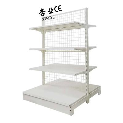 China Xingye Factory Custom Size Color milk white double side grid shelf mesh gondola shelving for sale