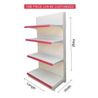China Q235 Mental Milk White Flat Panel Supermarket Display Rack Retail Store Shelf Heavy Duty Supermarket Shelves for sale