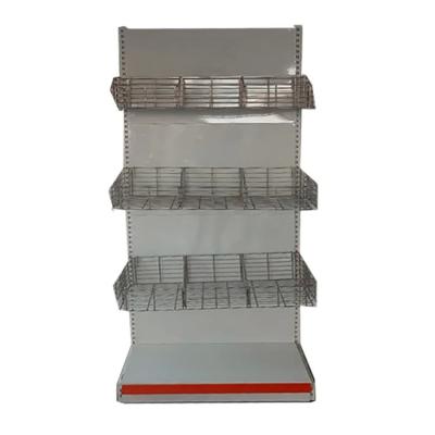 China Factory custom solid practical convenience grocery store white wire basket shop shelving supermarket shelf for sale