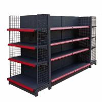 China Factory Customized Color Size Logo frosted gray double side grocery store shelving pharmacy shelves shop shelves for sale