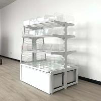 China 2023 Factory Customized Orange Color Size supermarket retail snack shelf snack display racks candy shelf for sale