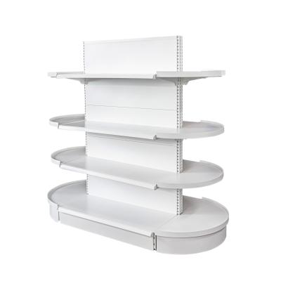China Factory Customized Size Thickness Color Double-sided Half Circle Round Gondola Display Shelf Round Gondola Shelf Exhibit Shelf for sale
