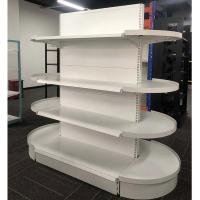 China Factory Customized Size Thickness Color Double-sided Half Circle Round Gondola Display Shelf Round Gondola Shelf Exhibit Shelf for sale