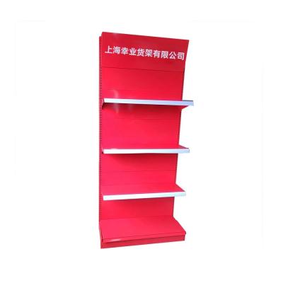 China Factory Customize Red Shelf single side steel supermarket shelves for sale