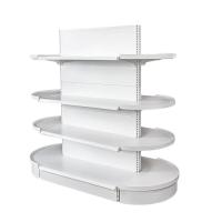 China Factory Customized Size Thickness Color Double-sided Half Circle Round Gondola Display Shelf Round Gondola Shelf Exhibit Shelf for sale