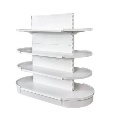 China Factory Customized Size Thickness Color Double-sided Half Circle Round Gondola Display Shelf Round Gondola Shelf Exhibit Shelf for sale