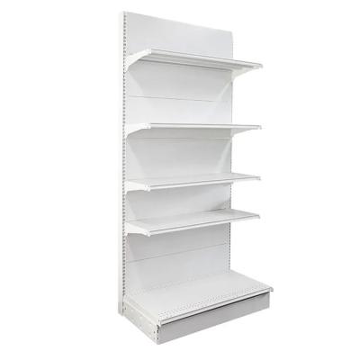 China Factory Customized Size Thickness Color Detachable column supermarket shelf single side white gondola shelf grocery shelf for sale