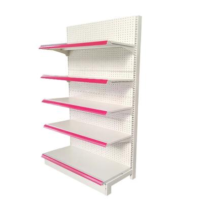 China Factory Customized Size Thickness Color single milk white shelving store racks display shelf supermarket shelf for sale