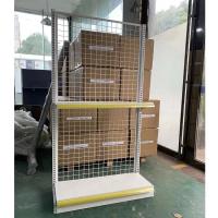 China Factory Customized Size Thickness Color Supermarket Single Sided Shelf Display Grocery Mesh Gondola Rack With Adjustable Shelves for sale