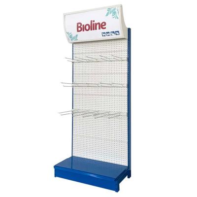 China Factory Custom Size Color sell rak gondola pharmacy display rack blue supermarket shelf for sale