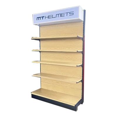 China Wooden Color Convenience Gondola Retail Shelving Store Shelf for sale