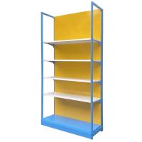 China Factory Custom Size Color yellow gondola shelving supermarket shelf market exhibit wall shelf for sale