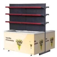 China Refrigerator shelf Store Display Factory Direct Metal Steel Gondola Retail Display Racks for sale