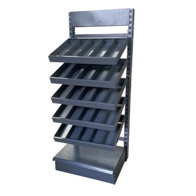 China Factory Custom Size Color logo frosted gray hardware store shelves pharmacy shelves rack for sale