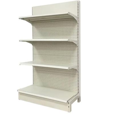 China Factory Custom Size Color logo metal single side white supermarket store rack shelf for sale
