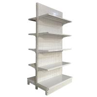 China Factory Custom Size Color logo metal single side white supermarket store rack shelf for sale