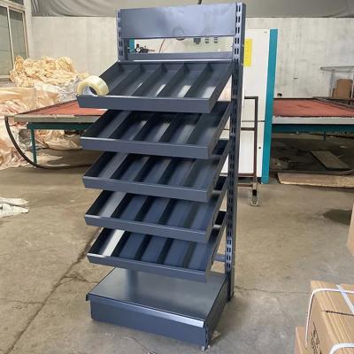 China Factory Custom Size Color logo frosted gray hardware store rack pharmacy rack supermarket shelves gondola for sale