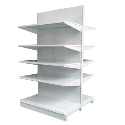 China Factory Custom Size Color logo white double-sided supermarket convenience store supermarket shelves for sale
