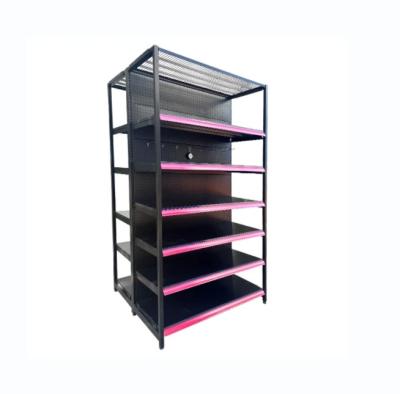 China 4 Post Supermarket Display Shelf Four Column Shelving For Grocery Store for sale