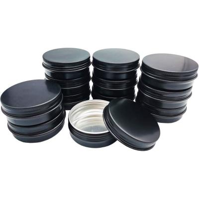 China Black Round Fillable Cosmetic Aluminum Jar 60ml with Screw Caps - MC-803 Matte Finish Container for sale