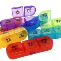 China Rainbow Colored Polypropylene Medicine Packaging Boxes with 7-Day Compartments - MC-1002 Model for sale