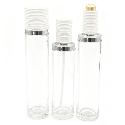 China Custom 100ml 120ml Child Resistant Cosmetic Glass Lotion Bottle with AS Plastic Cap (MC-1303) for sale