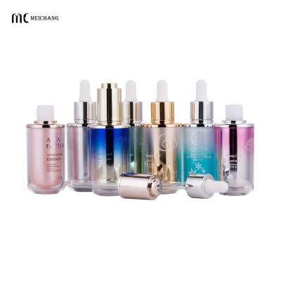 China Double Layer Acrylic Dropper Bottle 30ml 45ml Leak Proof PP Inner Liner for Skincare Serums for sale