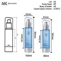 China 80ml 100ml High Transparency AS Airless Spray Bottle Fine Mist Precise Dosing for sale