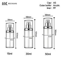 China 15ml 30ml 50ml Customizable High Clarity Acrylic Airless Pump Bottle for Skincare for sale