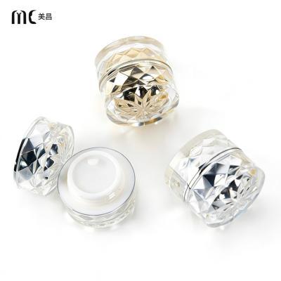 China 5g Diamond Cut Acrylic Jar 36mm Threaded Sealing for Nail Gel Refill Cosmetic Packaging for sale