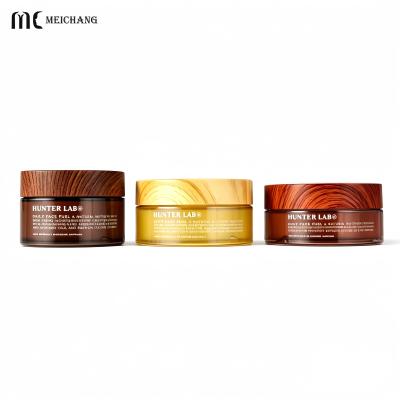 China 100g-250g Biodegradable Bamboo Texture Lid Wide-Mouth PETG Cream Jar for Organic Skincare for sale